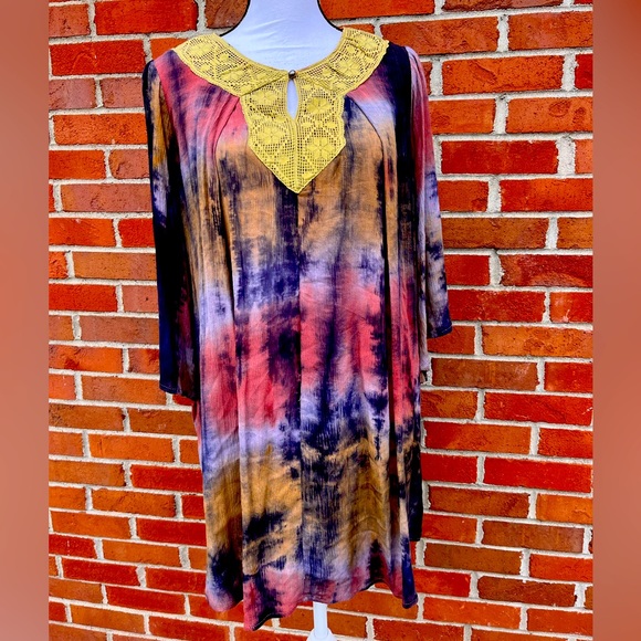 Umgee | Dresses | Nwt Umgee Tie Dye Keyhole Crochet Trimmed Green ...